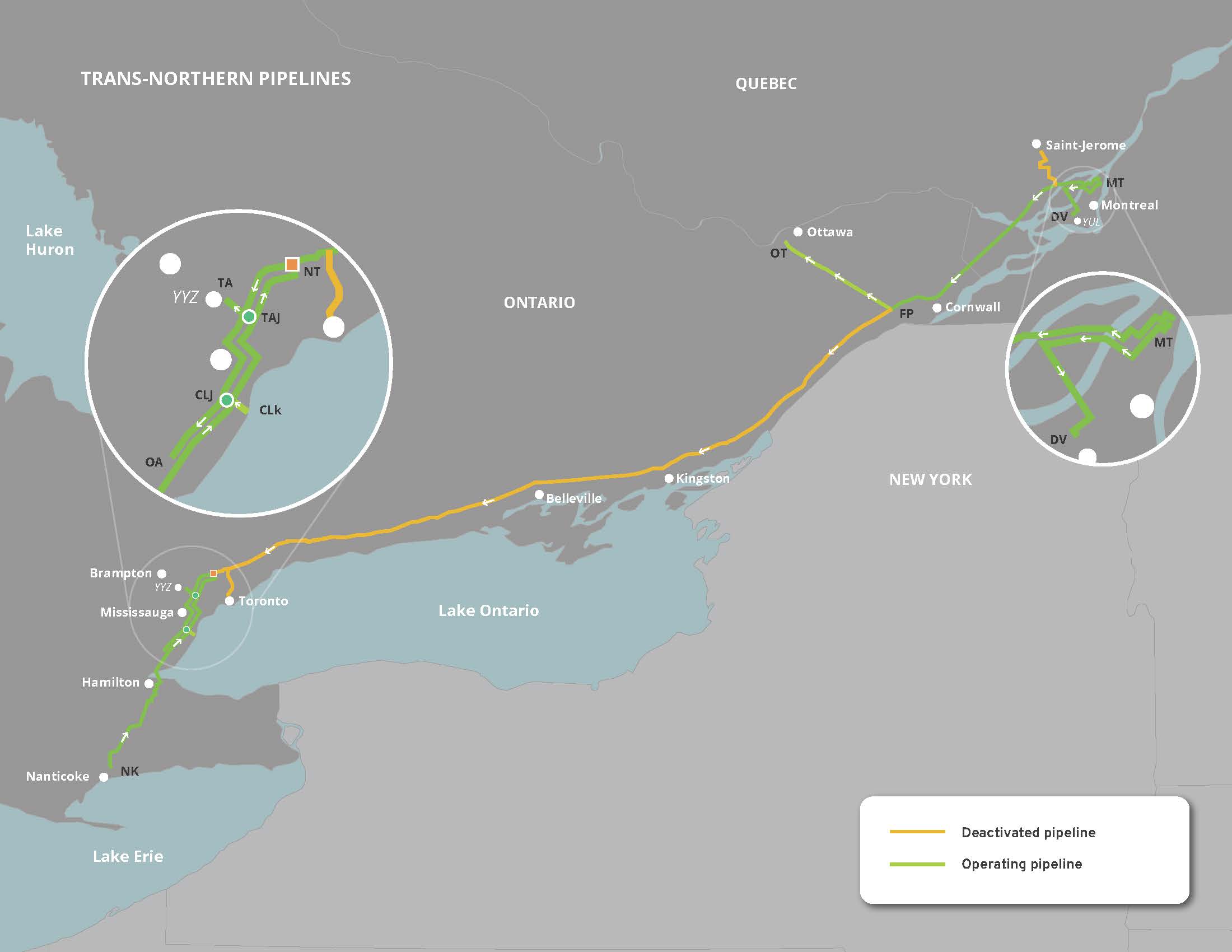 Operating and deactivated pipelines - Trans-Northern Pipelines Inc.